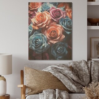 Designart "Abstract Roses Exploded Beauty I" Roses Wood Wall Decor ...