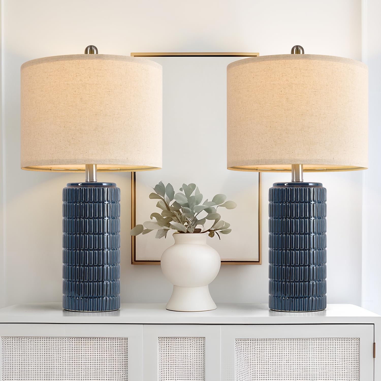 23 Blue Table Lamp Farmhouse Bedside Lamps for Bedroom Set of 2 Ceramic End Table Lamps Traditional Nightstand Desk Lamps Bed Bath Beyond 40369111