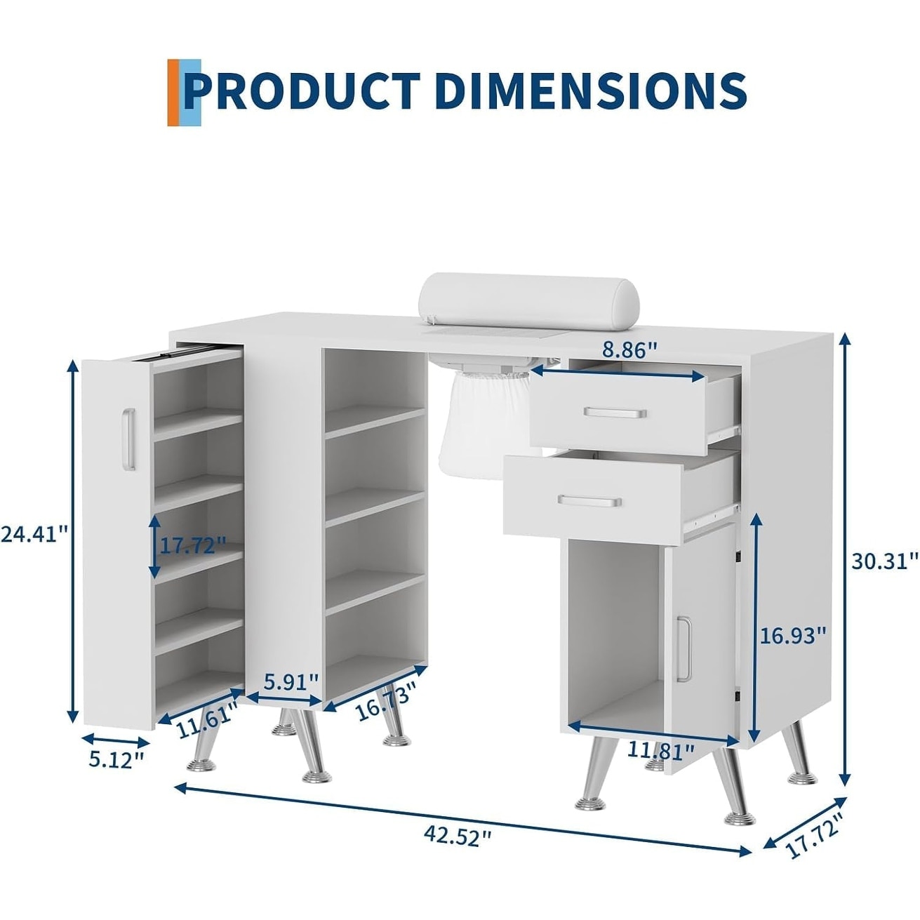 manicure table dimensions