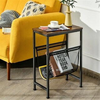 Narrow End Table with Magazine Holder Sling for Small Space - Bed Bath ...
