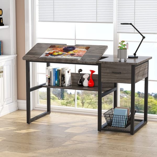 Drafting Table Drawing Computer Desk Artist Craft Table with Adjustable ...