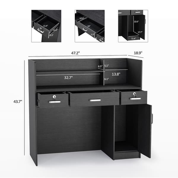 Modern Reception Desk Front Desk Counter with Lockable Drawers and ...