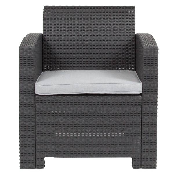 Faux Rattan Chair with All-Weather Cushion - Bed Bath & Beyond - 27389661