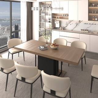 Rectangle Extendable Dining Table For 6-10 People Aged Effect Wood - Bed Bath & Beyond - 42954732