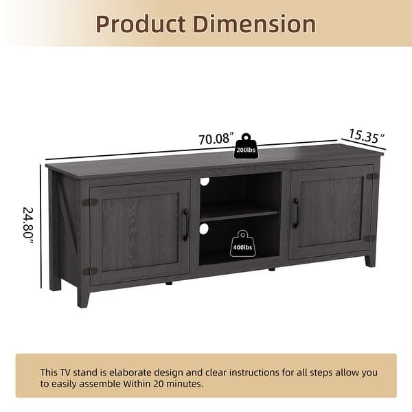 TV Stand Storage Media Console Entertainment Center With Two Doors ...