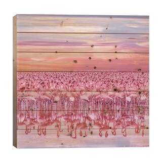 Flamingo's Sunset Print On Wood by Hobopeeba - Multi-Color - Bed Bath ...