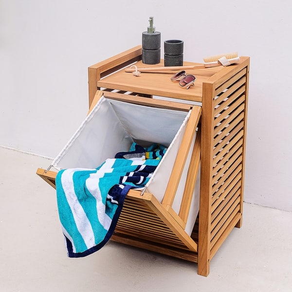 Cambridge Casual Dussi Teak Laundry Hamper - On Sale - Bed Bath ...