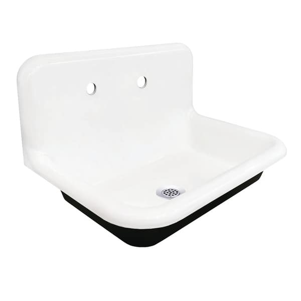 Kingston Brass Towne Cast Iron Single Bowl Wall Mount Utility Sink with ...
