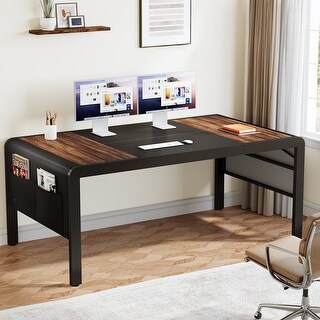 63-Inch Large Computer Desk with Storage Bag, Study Writing Table Home ...