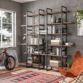Davee JD Walnut Color Storage Organizer and Display Bookshelves - 82.6 ...