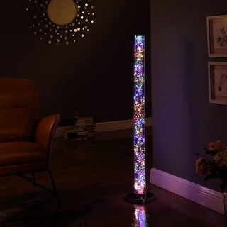 49-Inch Colorful LED Column Floor Lamp with Remote Control - Silver ...