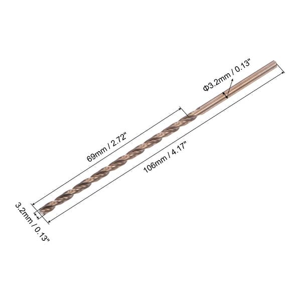 M35 High Speed Steel Parabolic Flute Drill Bit, 3.2mm Drill Dia. 106mm ...