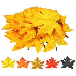 Fake Fall Leaves, 50 Pack Artificial Maple Leaves Faux Style 1 ...