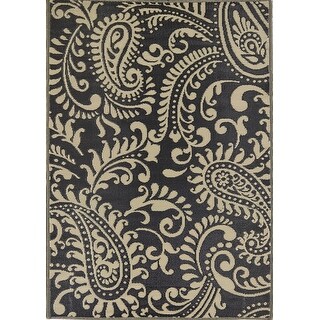 Tropical Paisley Black Indoor / Outdoor Area Rug - Bed Bath & Beyond ...