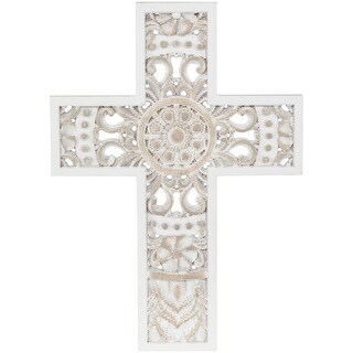 Embossed Cut-Out Cross Wall Decoration - 11.75" - Antique Cream - Bed ...