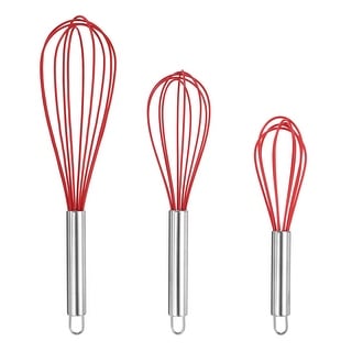 3Pcs Silicone Whisk 8" 10" 12" Kitchen Whisk Wire Whisks Beater - Bed ...