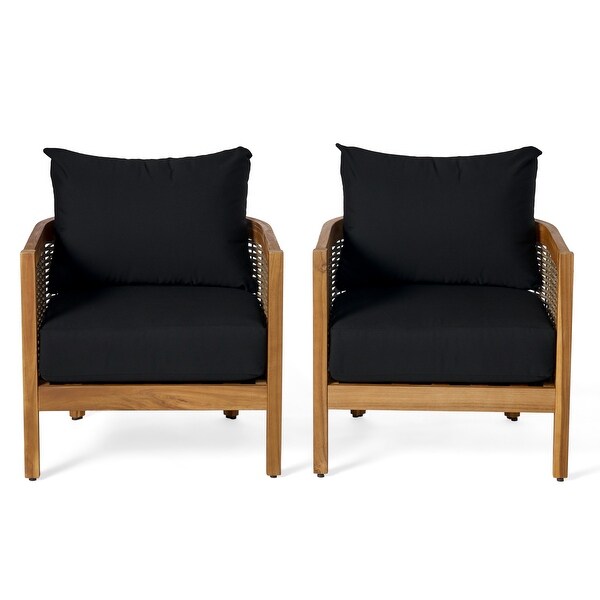 Burchett Outdoor Acacia Wood and Wicker Club Chairs Set of 2 with Optional Sunbrella Cushions by Christopher Knight Home On Sale Bed Bath Beyond 32221830