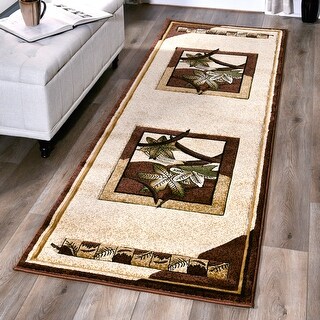 Florence Collection Floral Area Rug with Border - Bed Bath & Beyond ...