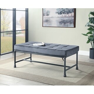 Industrial Pipe Style Bench with Memory Foam Seat & Velvet Back Cushion ...