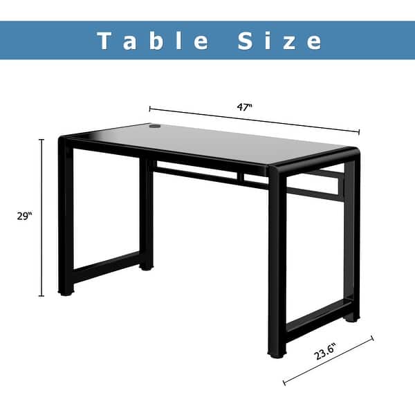 Black Tempered Glass Computer Desk for Home Office - Bed Bath & Beyond ...