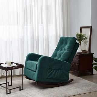 Solid Wood Frame Velvet Rocking Chair, Foldable, With Storage Space ...