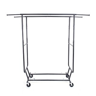 Heavy Duty Steel Double-bar Garment Rack Hanger Black and Chrome Plated ...