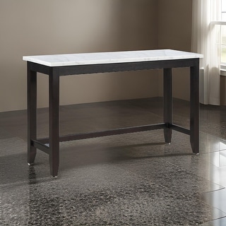 36 Inch Counter Height Table, Rectangular White Marble Top, Espresso ...