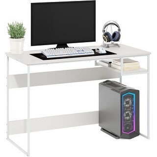 45 Inch Modern Lifestyle Study Desk with Storage Compartment, Solid ...