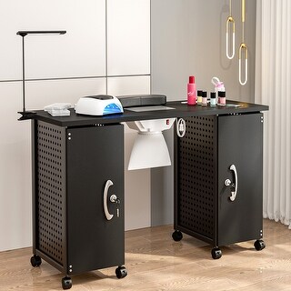 Nail Art Table Workstation with Removable Drawers and Lockable Wheels ...