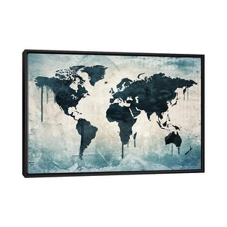 iCanvas "World Map Wall Decor" by WallDecorAddict Framed Canvas Print ...