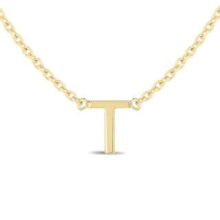 Marquee Jewels 14K Solid Yellow Gold T Mini Initial Necklace - Bed Bath ...