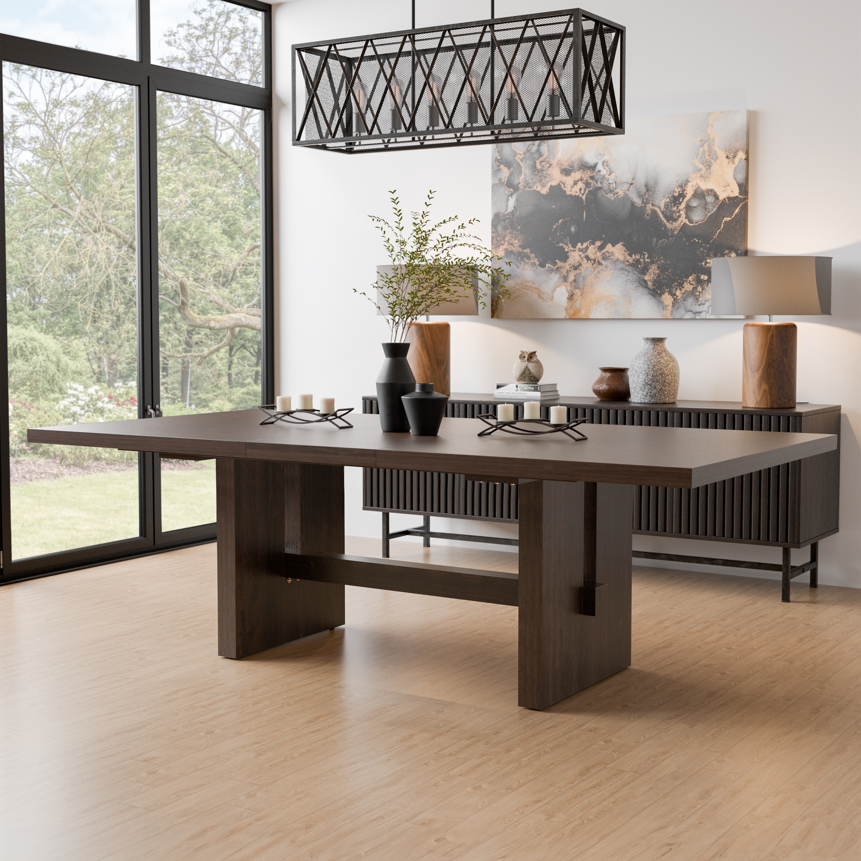 Solid dark wood dining table store