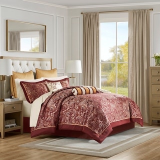 12 Piece Comforter Set with Cotton Bed Sheets Red Queen - Bed Bath ...