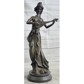 Hand Made Original Artwork By Jean Patoue Female Playing Banjo Bronze ...