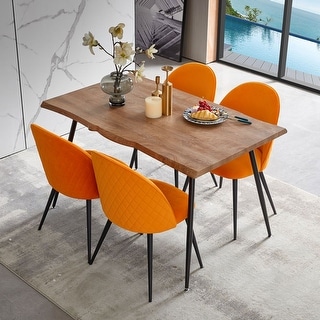 Shape Irregular MDF Dining Table with Metal Legs and Wood Table Top ...