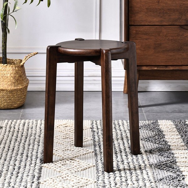 Solid Wood Stackable Round Stool Backless Counter Stools 17.7 H x 15.7 W Bed Bath Beyond 34775326