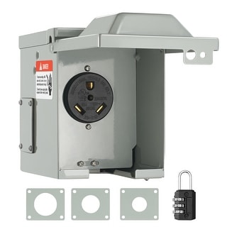 VEVOR 20/30/50 Amp RV Power Outlet Box 125/250 Volt Enclosed Lockable ...