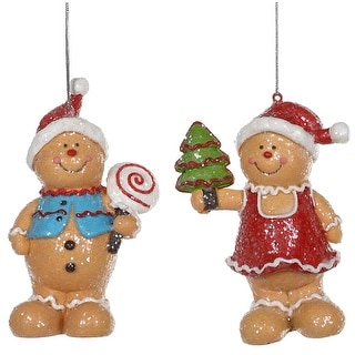 Gingerbread Boy and Girl Christmas Holiday Ornaments Set of 2 - Multi ...