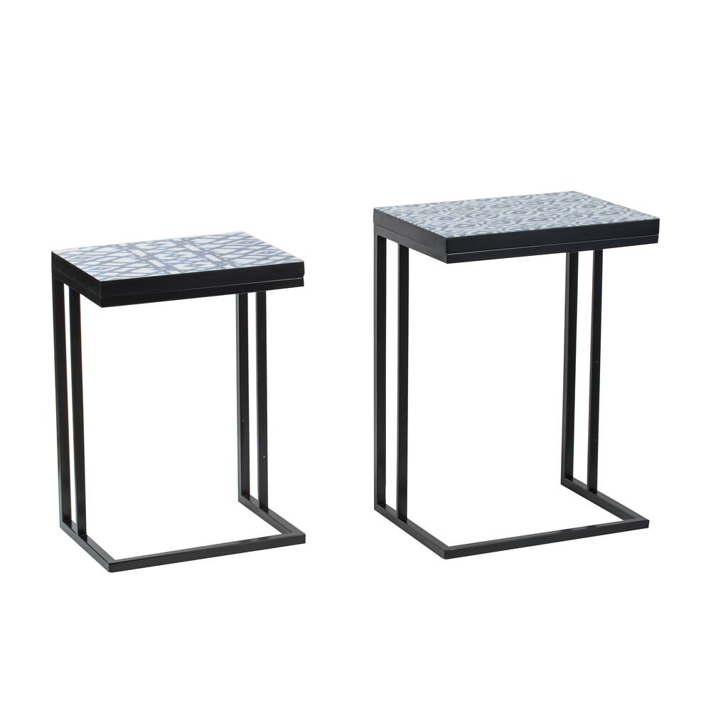A&B Home Vibrant White and Indigo C-Side Tables (Set of 2) - Overstock ...