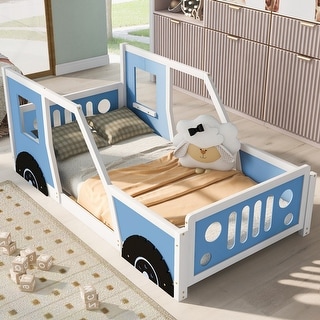 Twin Size Classic Car-Shaped Platform Bed with Wheels - Bed Bath ...