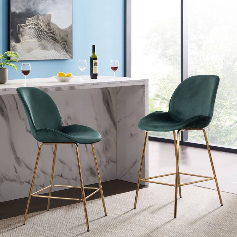 Beetle Velvet Bar Stool - Set Of 2 - Overstock - 36531648