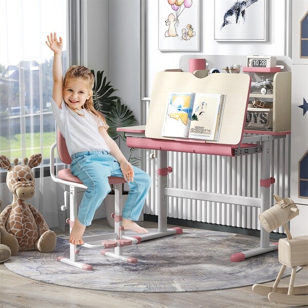 Gymax Kids Multifunctional Study Table Study Desk w Tiltable Desktop On Sale Bed Bath Beyond 40699907