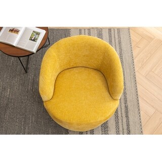 Yellow Swivel Accent Armchair Barrel Chair With Black Powder Coating ...