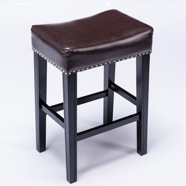 26" Faux Leather Backless Bar Stools,Farmhouse Island Chairs with ...