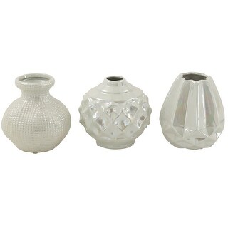 Ceramic Decorative Vase with Varying Patterns - Set of 3 Cream or Gold ...