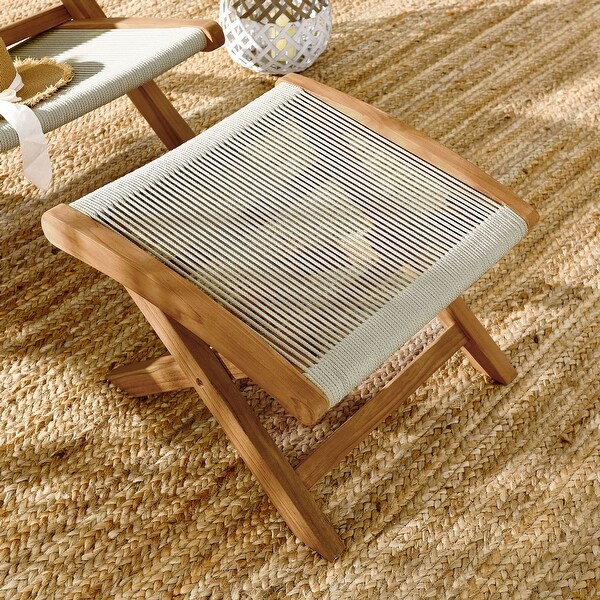 Vienna Outdoor Patio Teak and Rope Folding Ottoman Bed Bath Beyond 41628358