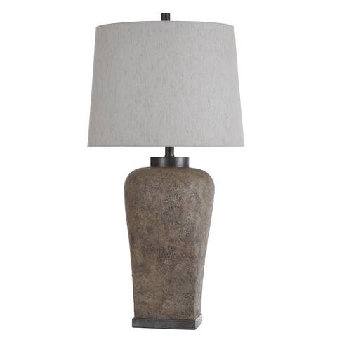 StyleCraft Ramsey Stone Effect Table Lamp with Oatmeal Tapered Drum ...