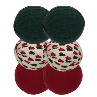 6/Set Christmas Red & Green Rag Balls - H- 2.50 in. W- 7.50 in. L - 5. ...