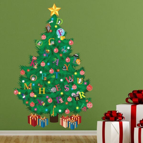 Walplus Christmas Tree Wall Sticker with Learning Alphabets Kids Decor ...