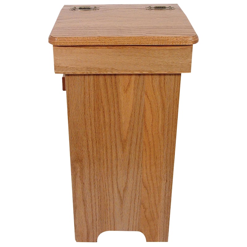 Oak Trash Bin with Lift Top - Overstock - 25458306